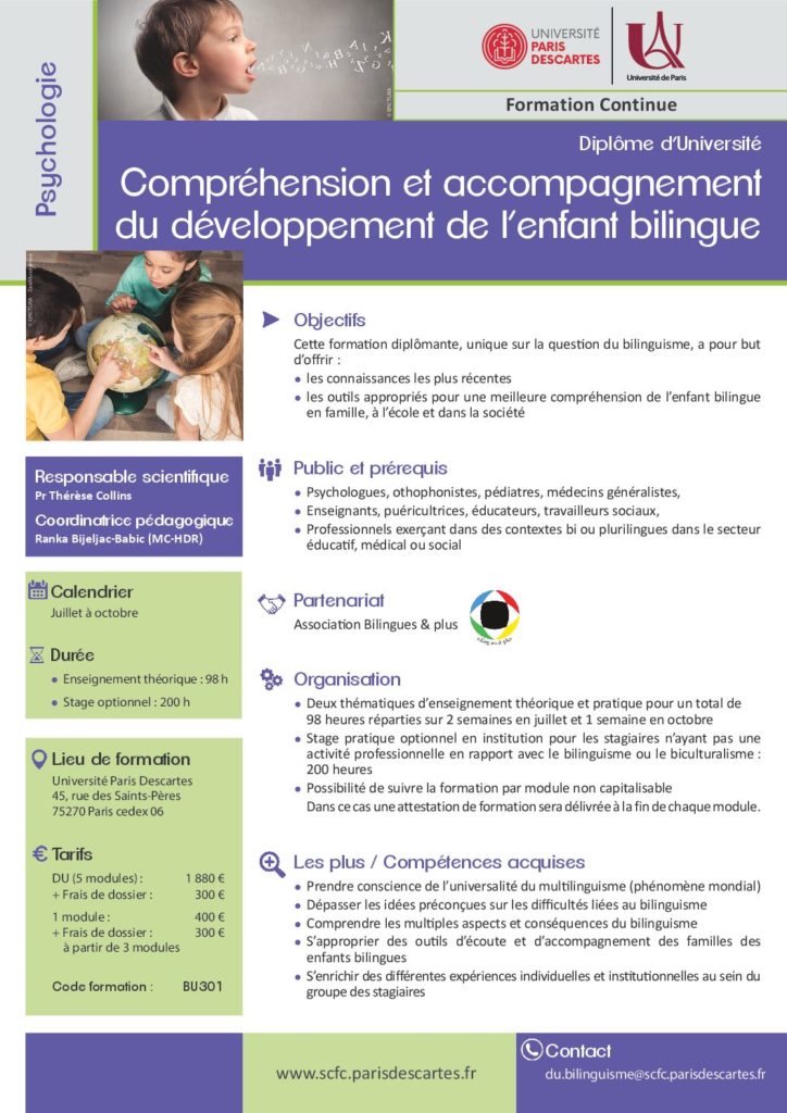 Un nouveau DU sur le bilinguisme – bilingues & plus